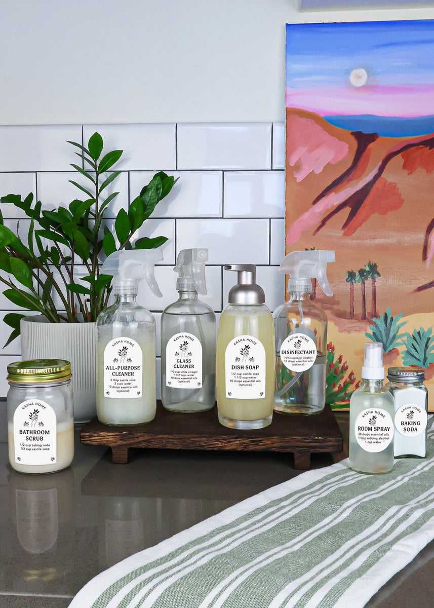 Non-Toxic Cleaning Labels and Recipes - Castile Soap - Black and White ...